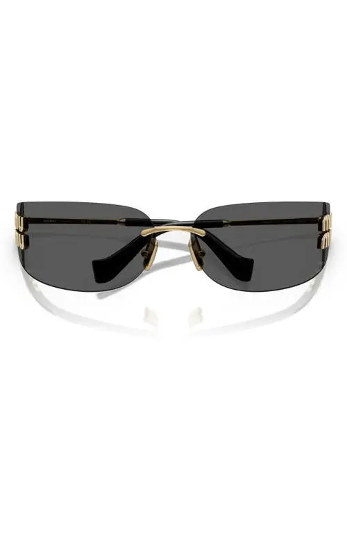Miu Miu 75mm Oversized Rectangle Sunglasses - Gold/dark Grey