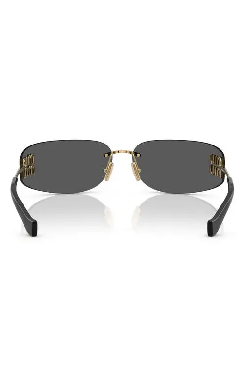 Miu Miu 75mm Oversized Rectangle Sunglasses - Gold/dark Grey