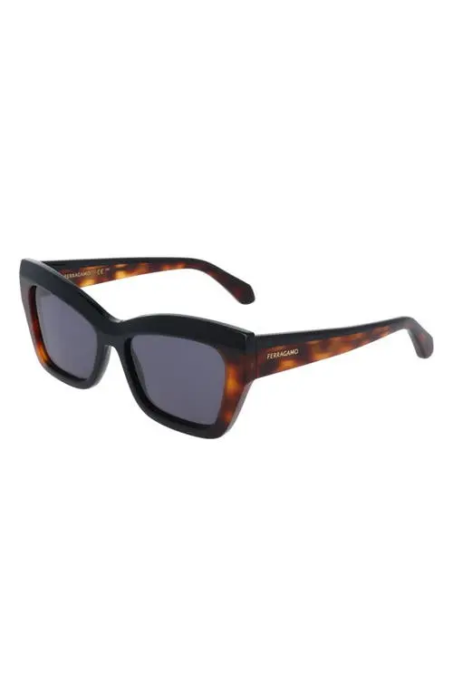 FERRAGAMO 54mm Butterfly Sunglasses - Black/ Tortoise