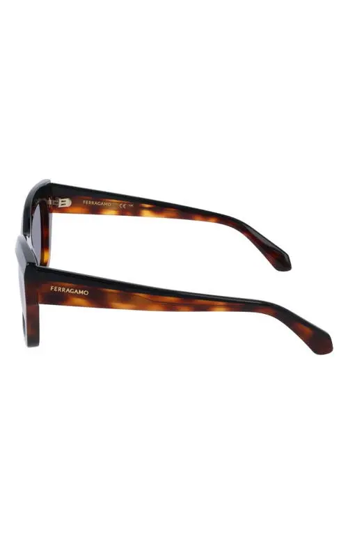 FERRAGAMO 54mm Butterfly Sunglasses - Black/ Tortoise