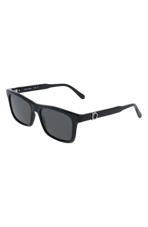 FERRAGAMO 55mm Rectangular Sunglasses - Black