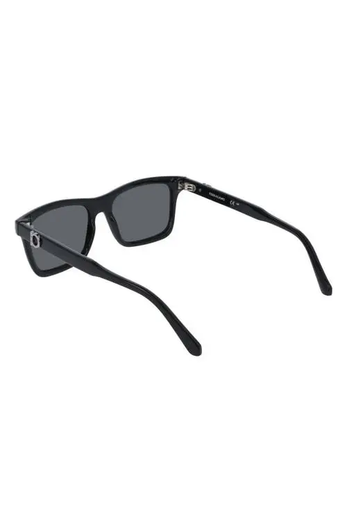 FERRAGAMO 55mm Rectangular Sunglasses - Black