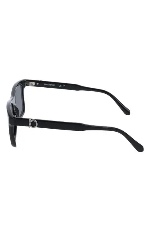 FERRAGAMO 55mm Rectangular Sunglasses - Black