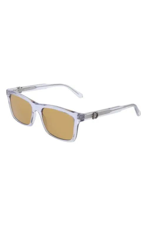 FERRAGAMO 55mm Rectangular Sunglasses - Transparent Grey