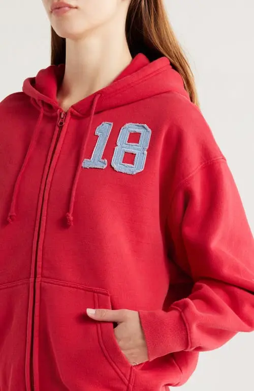 PACSUN Denim Appliqué Zip-up Cotton-blend Hoodie