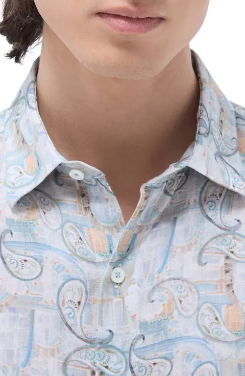 Bugatchi Julian Shaped Fit Linen Button-up Shirt - Mint