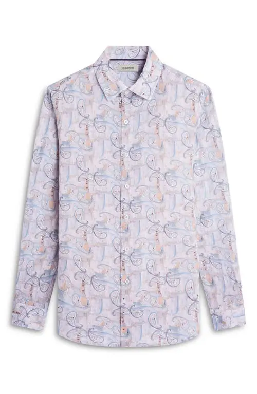 Bugatchi Julian Shaped Fit Linen Button-up Shirt - Mint