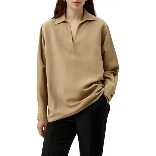 Lilysilk Oversized Silk-linen Blend Shirt - Oak