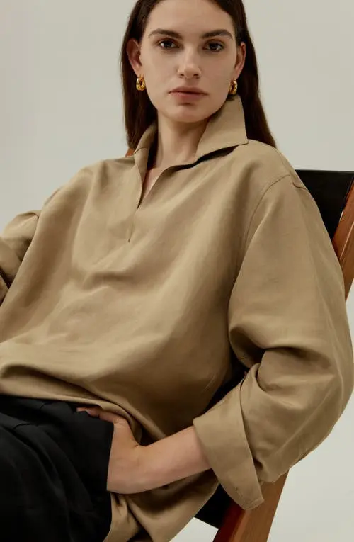 Lilysilk Oversized Silk-linen Blend Shirt - Oak