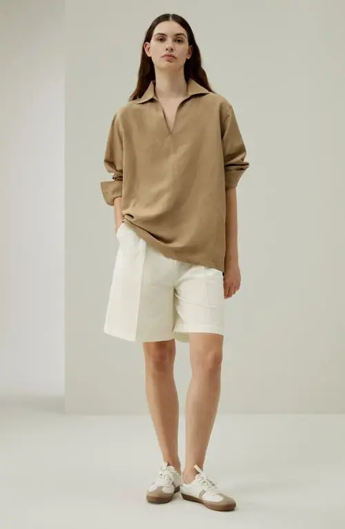 Lilysilk Oversized Silk-linen Blend Shirt - Oak