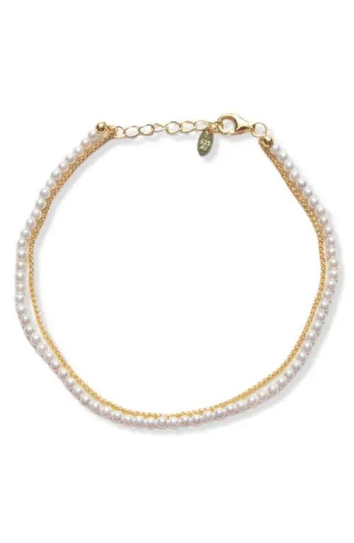 Argento Vivo Faux Pearl And Chain Bracelet - Gold