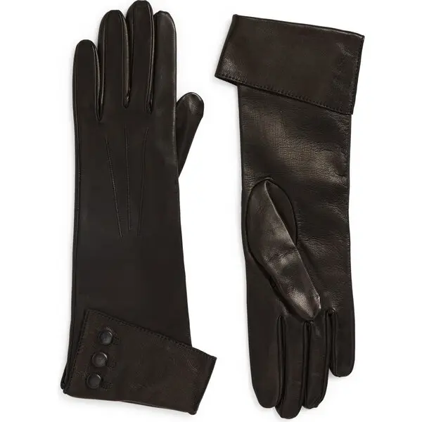 PAULA ROWAN Gwyneth Leather Gloves - Black