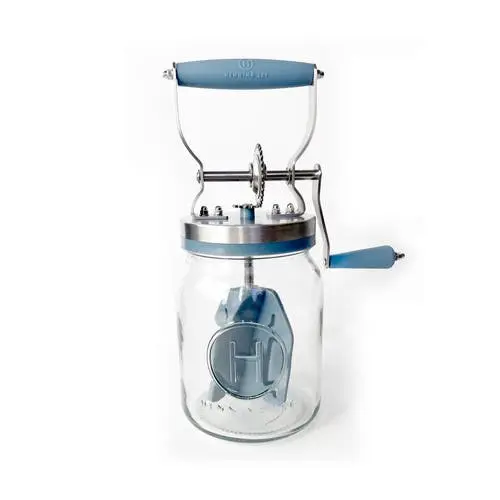 HENNING LEE Manual Glass Butter Churner With Jar - Blue