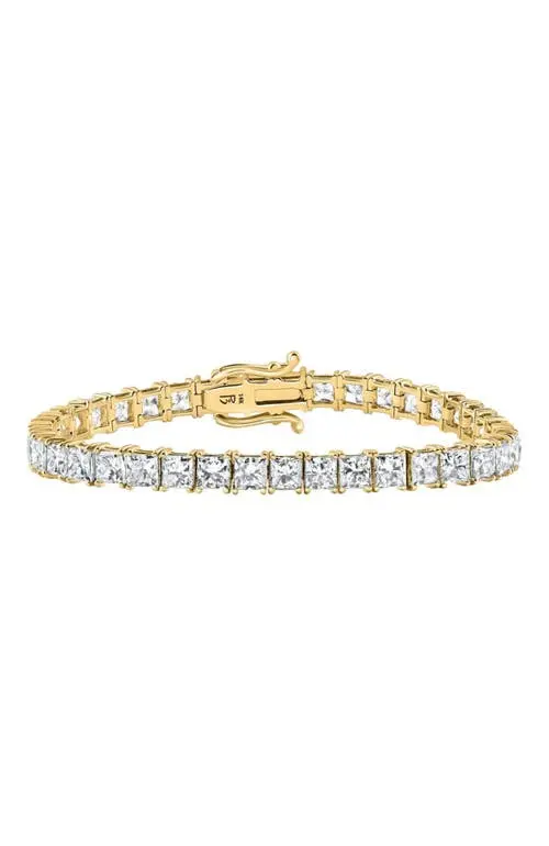 BLISS DIAMOND 16.30ct Princess Cut Lab Grown Diamond Tennis Bracelet - 14k Yellow Gold