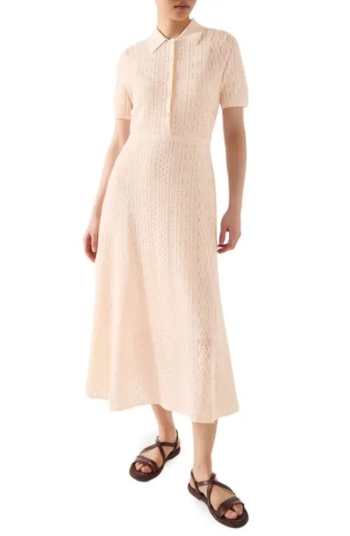 Lk Bennett Dean Lace Knit Shirt Dress In Pink - 20% Off | Editorialist