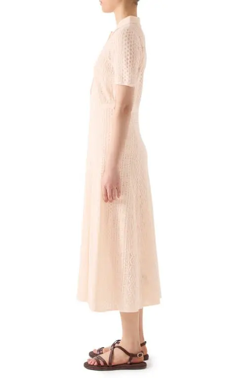 Lk Bennett Dean Lace Knit Shirt Dress In Pink - 20% Off | Editorialist