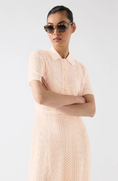 Lk Bennett Dean Lace Knit Shirt Dress In Pink - 20% Off | Editorialist