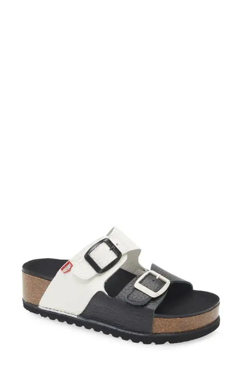 ON FOOT Leather Platform Sandals - Black/ Blanco