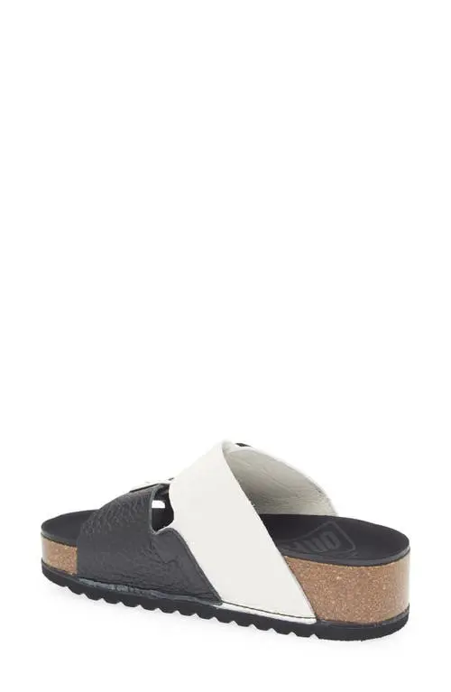 ON FOOT Leather Platform Sandals - Black/ Blanco