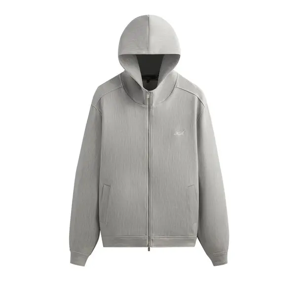 Kith Double Weave Selfridge Zip Up Hoodie 'light Heather - Grey