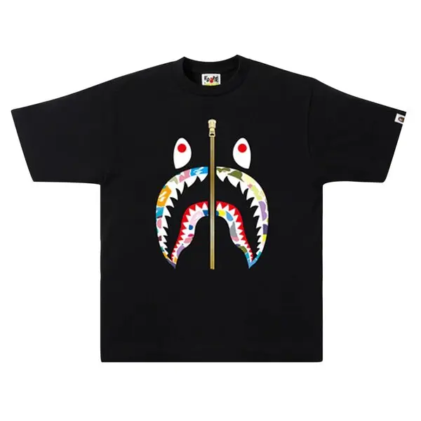 A BATHING APE Multi Camo Shark T-shirt - Black