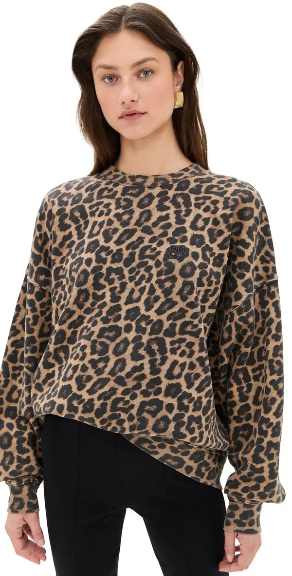 ANINE BING Miles Printed Sweatshirt - Leopard