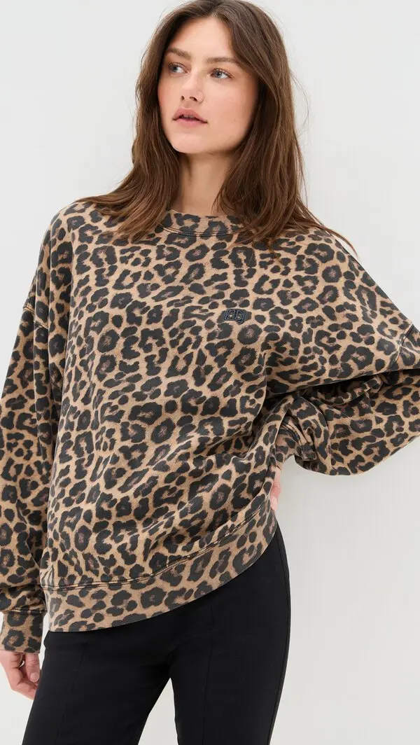 ANINE BING Miles Printed Sweatshirt - Leopard