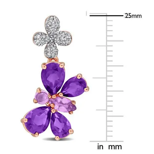 JULIANNA B. Diamond And Pink Floral Butterfly Drop Earrings
