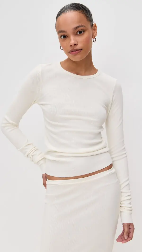 Eterne Long Sleeve Fitted Top - Cream