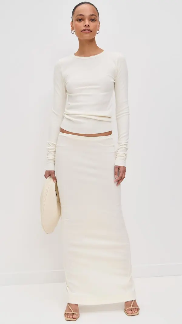 Eterne Long Sleeve Fitted Top - Cream