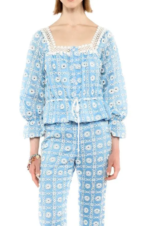 Anna Sui Lattice Lace Embroidery Blouse