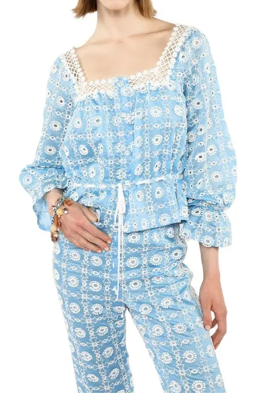 Anna Sui Lattice Lace Embroidery Blouse