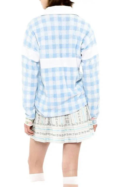 Anna Sui Gingham Terry Long Sleeve Top