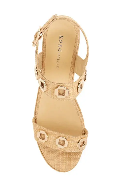 KOKO + PALENKI Echo Slingback Espadrille Platform Wedge Sandal - Raffia