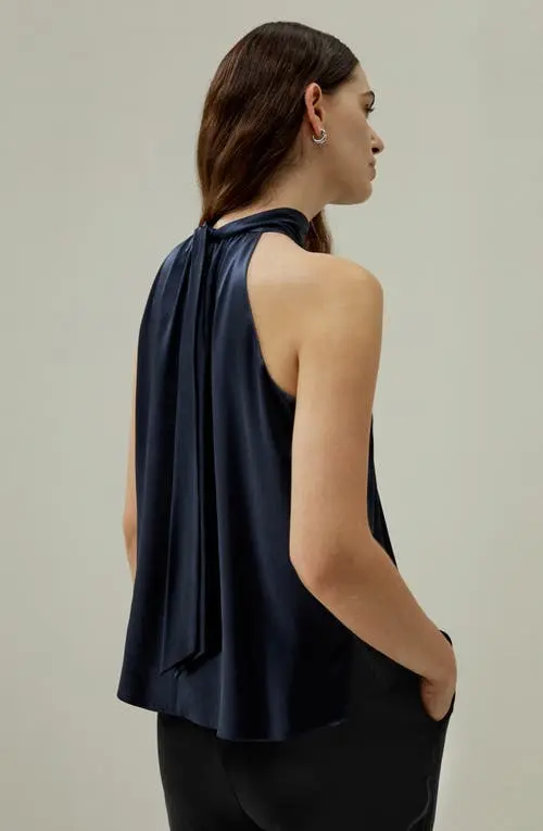 Lilysilk Halter Neck Top - Navy Blue