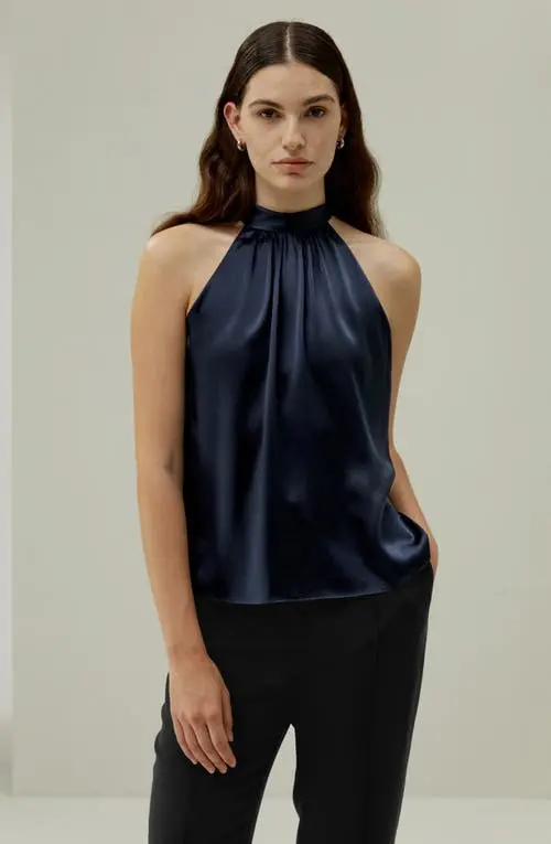 Lilysilk Halter Neck Top - Navy Blue