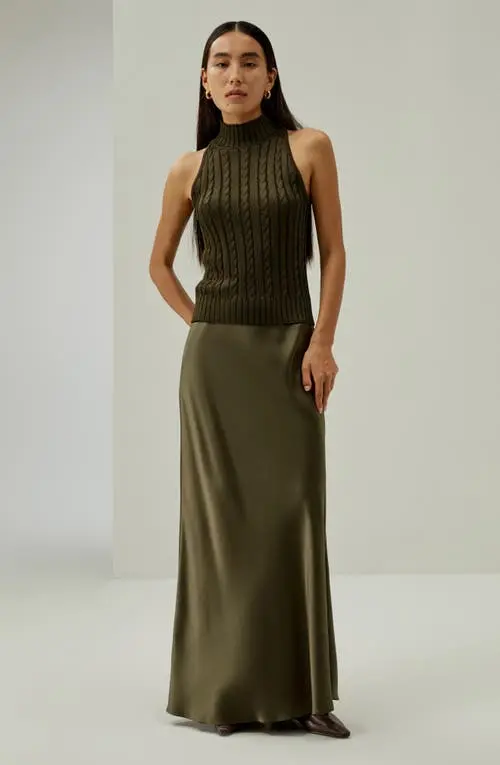 Lilysilk Classic Cable-knit High-neck Sleeveless Silk Top