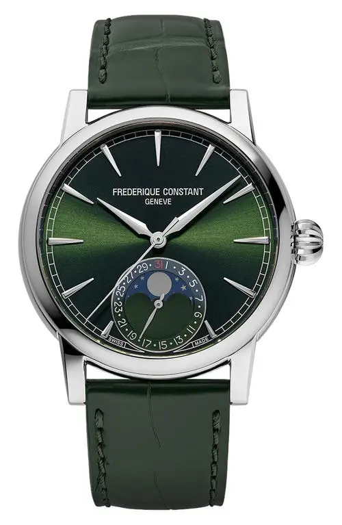 FREDERIQUE CONSTANT Classic Moonphase Date Strap Watch - Green