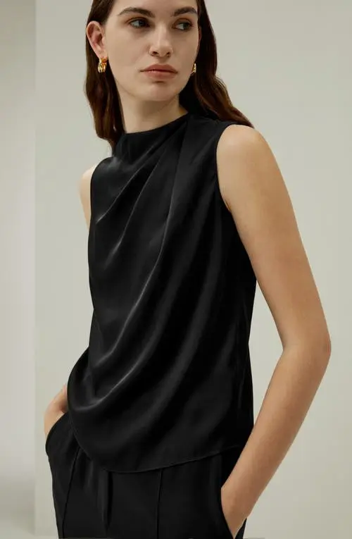 Lilysilk Sleeveless Minimalist Silk Top - Black
