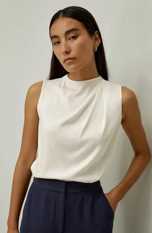 Lilysilk Sleeveless Minimalist Silk Top - White