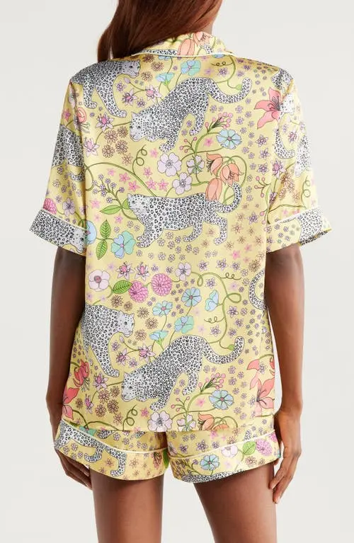 KAREN MABON Snow Leopard Satin Short Pajamas