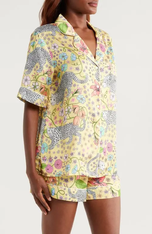 KAREN MABON Snow Leopard Satin Short Pajamas