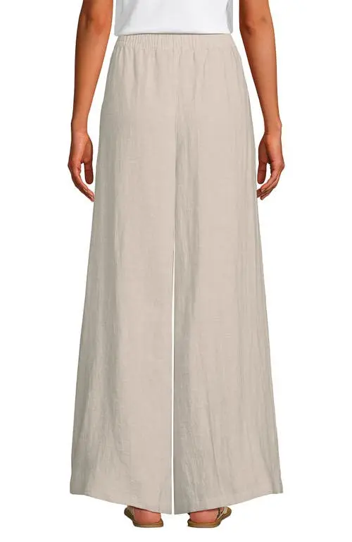 LANDS' END Linen High-rise Palazzo Pants - Champagne/linen