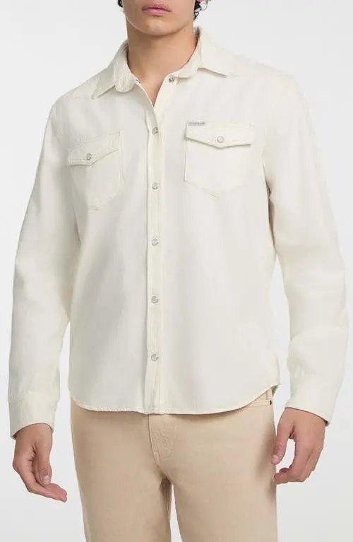 Guess Cotton Denim Snap-up Western Shirt