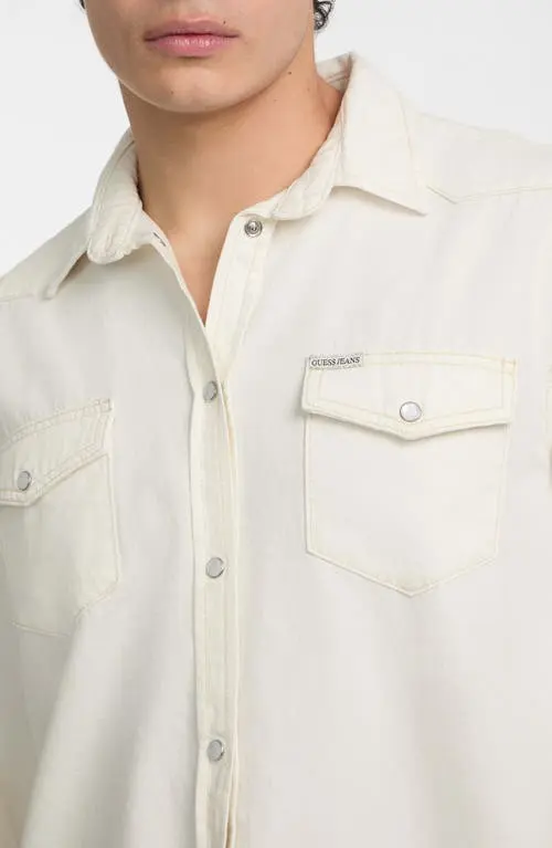 Guess Cotton Denim Snap-up Western Shirt
