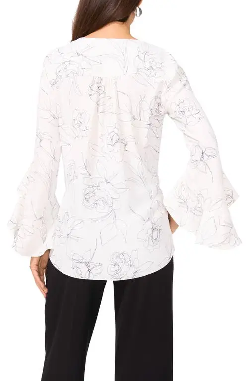 Vince Camuto Ruffle Sleeve Printed Top