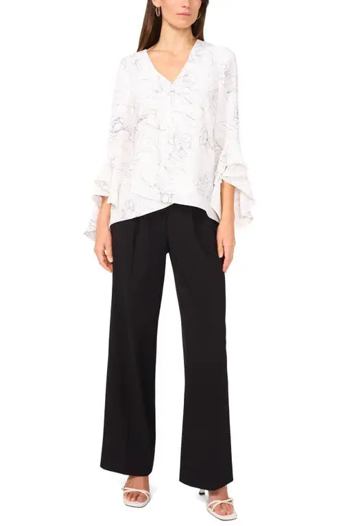 Vince Camuto Ruffle Sleeve Printed Top