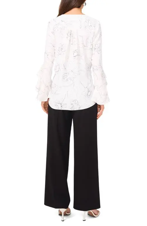 Vince Camuto Ruffle Sleeve Printed Top