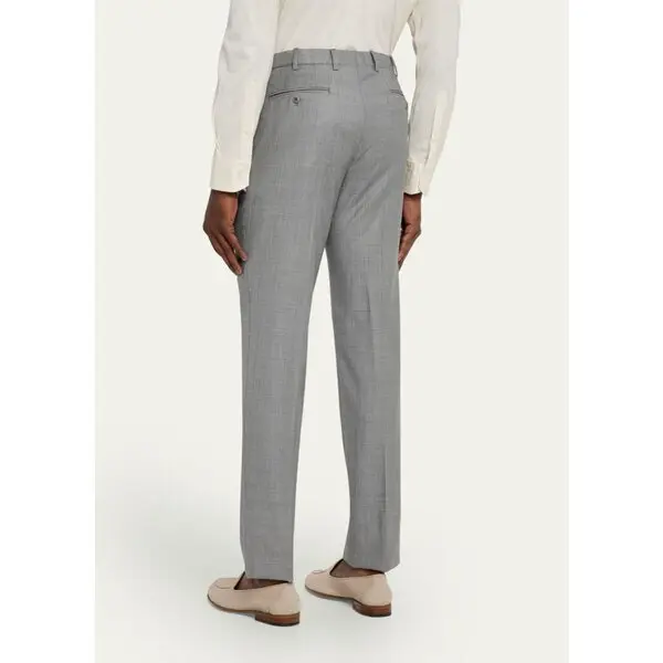 Brioni Wool Sharkskin Straight Leg Trousers