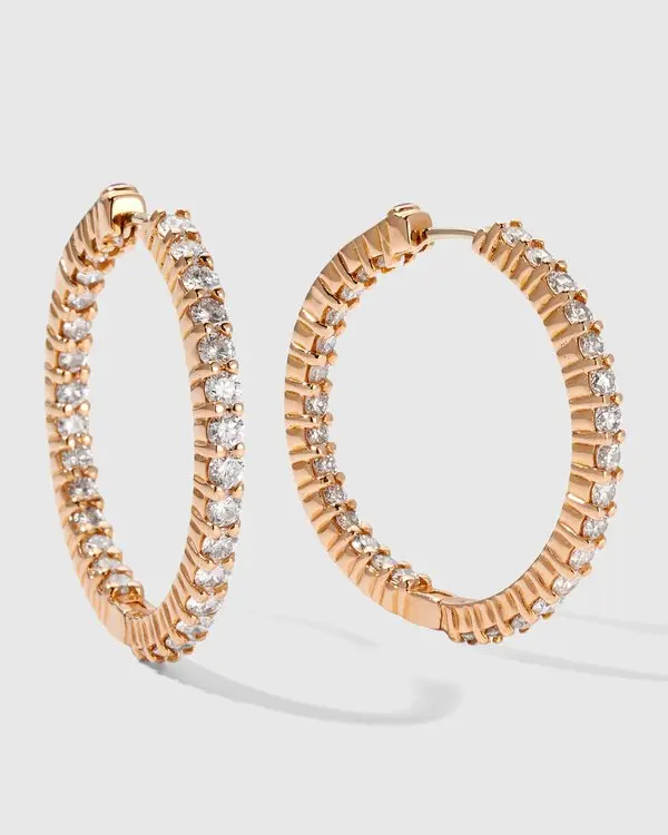 Roberto Coin 18k Diamond Hoop Earrings - Rose Gold